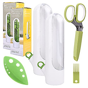 Herb Keeper Set, Herb Saver for Refrigerator, Herb Scissors, Pack Herb Stripper Herb Saver Pod Keeps Greens Fresh for 2-3 Weeks(size:2pc)