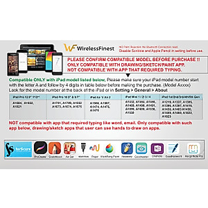 Stylus Pen Pencil 1st Generation Gen Replacement for Apple iPad Pro 1st iPad 1st 2nd 3rd 4th 5th iPad Mini 1 2 3 4 iPad Air 1st 2nd iOS Android Capacitive Tablet Touch Screen + Free Holder (White)