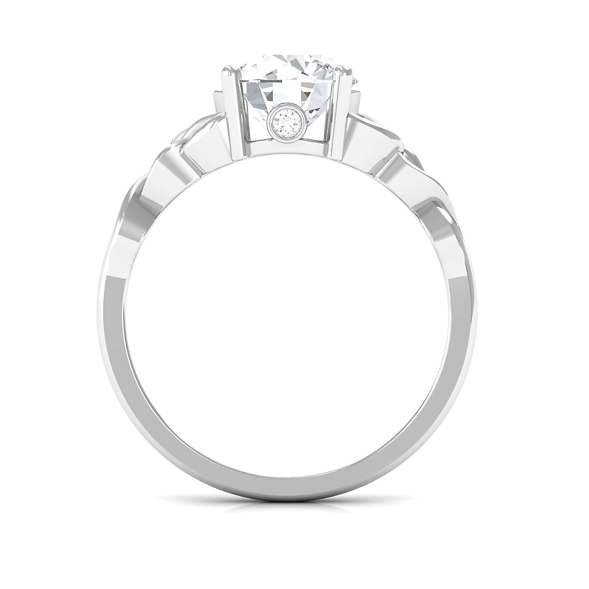 2.25 CT Moissanite Solitaire Ring, 8 MM Moissanite Solitaire Engagement Ring, Moissanite Gold Celtic Ring, Moissanite Engagement Ring for Women, 14K White Gold, Size:US 6.50