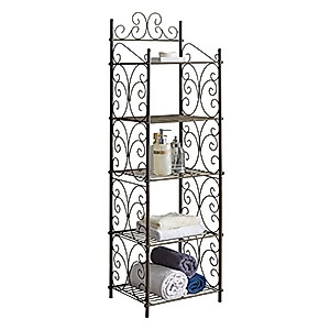 Kings Brand Furniture - 5 Tier Bathroom Storage Shelf Unit, Free-Standing Metal Rack Shelving for Kitchen, Living Room, Hallway, Pewter