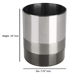 nu steel Triune Wastebasket & Trash Bin in 3-Tone Shiny Gray Stainless Steel for Bathrooms & Vanity Spaces