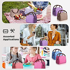 Nuogo 12 Pieces Insulated Lunch Bag Reusable Lunch Box Thermal Lunch Bag Soft Liner Lunch Bags Leakproof Tote Bag for Women Men Office Work School Picnic Beach Fishing