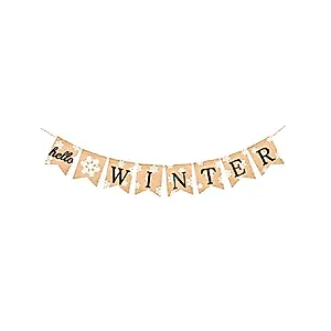 Christmas Banner hello winter Printed Bunting Banner Christmas Tree Garland Holiday Bunting Home Garden Indoor Outdoor Banner Christmas Home Party Decorations
