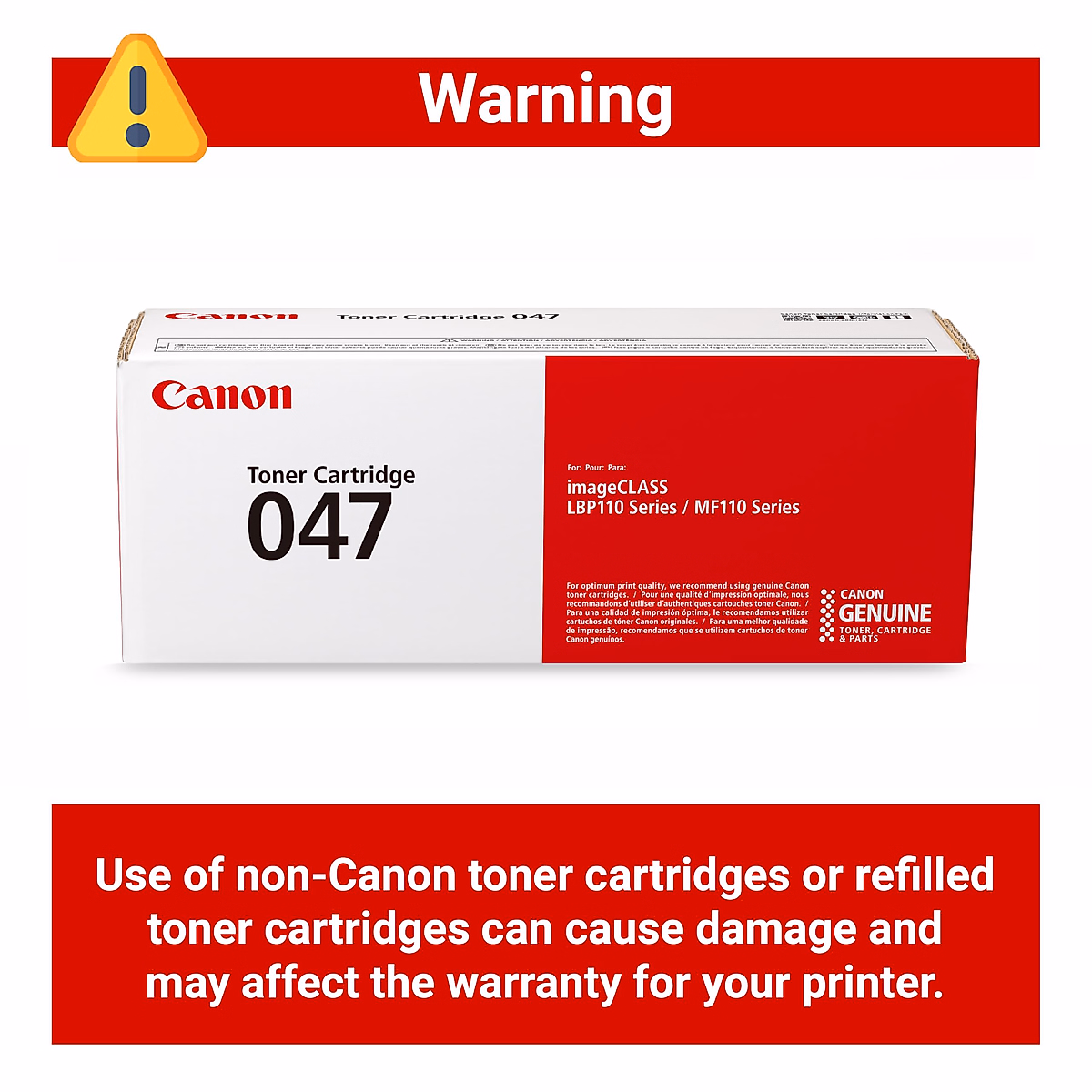 Canon Genuine Toner, Cartridge 047 Black (2164C001), 1 Pack, for Canon imageCLASS LBP113w, MF113w Laser Printer