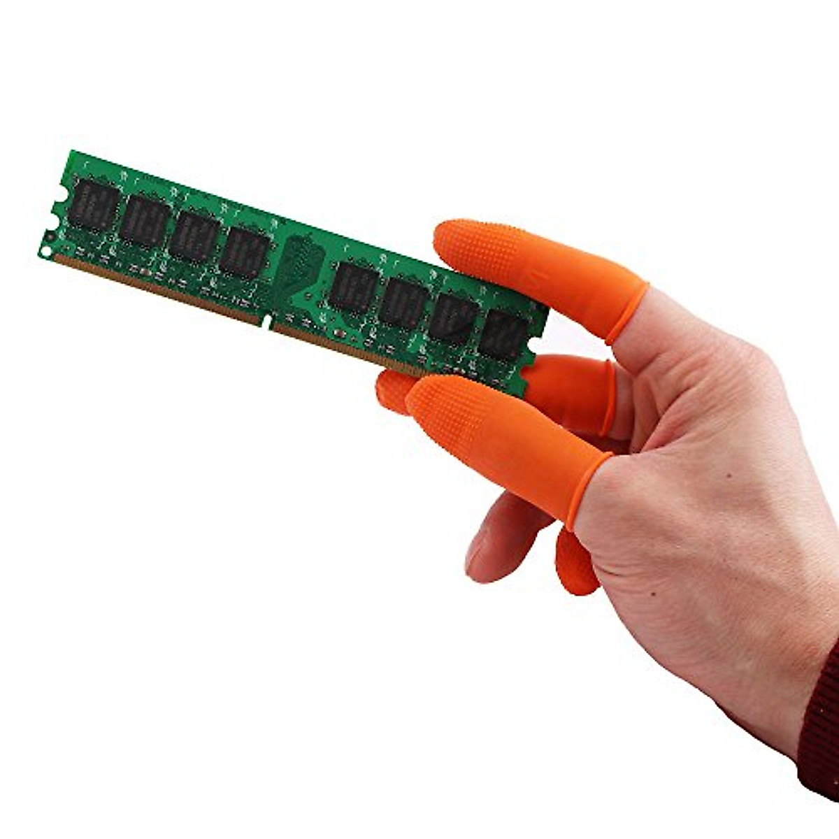 COOSKIN 100 PCS Latex Finger Cots Reusable Rubber Fingertips Protective Glove Duty Industrial Grade Finger Cots (Large)