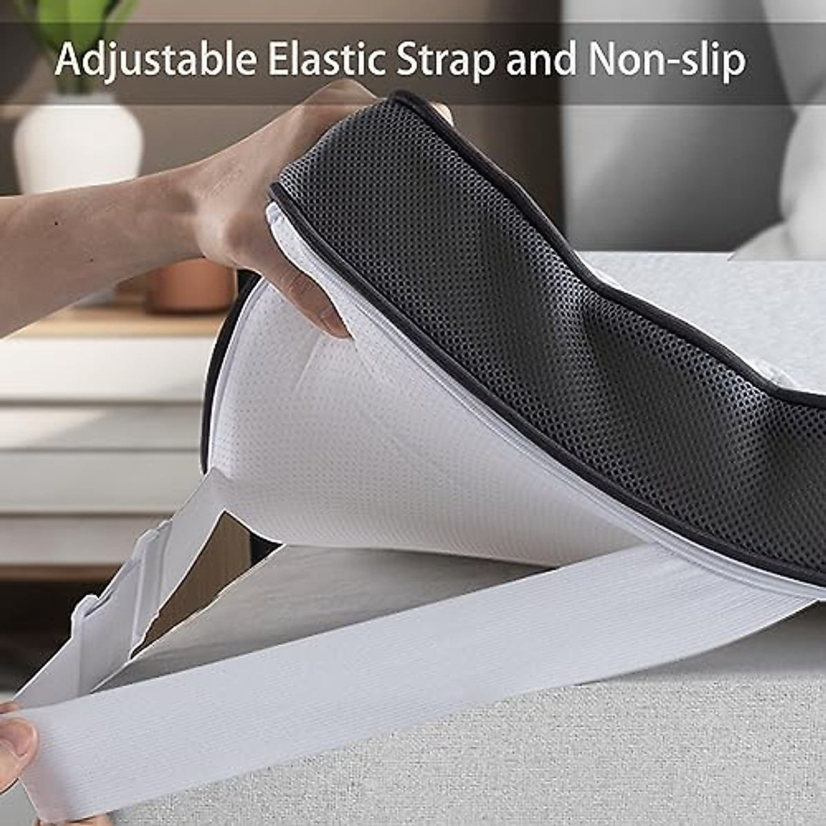 UniPon 2 Inch Memory Foam Mattress Topper Queen Cooling Mattress Topper Charcoal Infused Bed Topper with Tencel Fiber Ingredient Removable Cover