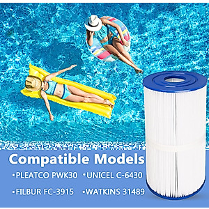 PELLUCID Hot Springs Spa Filters Compatible with Watkins 31489, Pleatco PWK30, Unicel C-6430, Filbur FC-3915, P/N0969601, Spa Filter with Advanced Filtration System for Longer Life-3 Pack