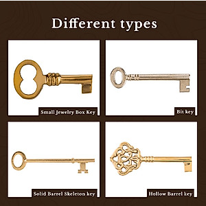 Hollow Barrel Brass Plated Skeleton Key for Antique Cabinet Doors, Grandfather Clocks, Dresser Drawers - Furniture Hardware | SK4-DB (1)
