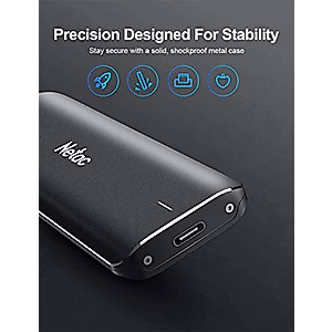 Netac SSD External Drive, Portable SSD 250GB for Type C, Up to 980MB/s, NVME SSD PCIE, USB 3.2 Gen2 10Gbps External Solid State Drive
