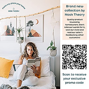 Nook Theory 4-Pack Macrame Plant Hanger - with 8 Ceiling Hooks - Hanging Planter Indoor Outdoor - Hanging Plant Holder - Decorative Bohemian Plant Hangers - Hanging Plants (Cream)