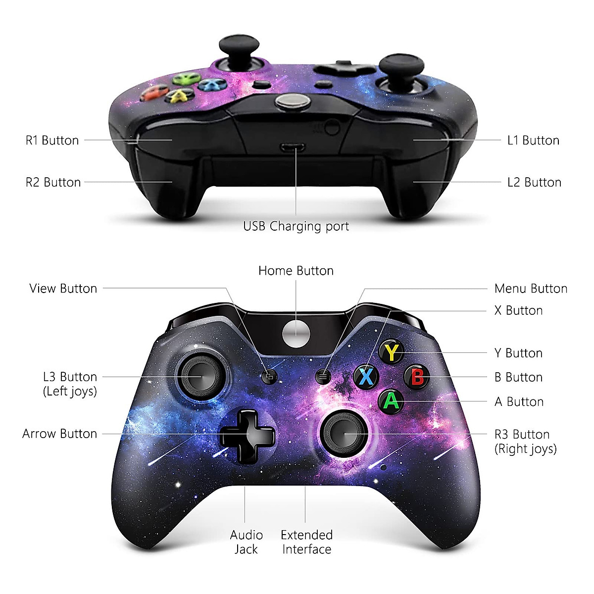 Jalop Xbox One Controller Wireless, Compatible with Xbox One, Xbox Series S, Xbox Series X, Xbox One Elite, Xbox One S, Xbox One X Windows 11/10/8/7, Custom Starry Sky Design with 3.5mm Audio Jack.