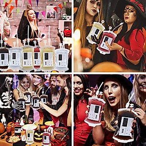 YNERHAI 30 Pack Fake IV Bags ,Reusable 13.5 FL Oz Blood Bags for Drinks,Halloween Vampire party supplies Drink Container with 30 Labels, 30Clips, 3 funnels, 1 Syringe