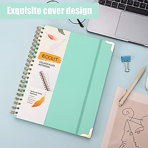 EOOUT Spiral Notebook 8.5” x 11” College Ruled Notebook Journal, A4 Hardcover Cute Notebook for Women 300 Pages 3 Subject for Work School Supplies