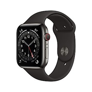 Apple Watch Series 6 (GPS + Cellular, 44mm) - Graphite Stainless Steel Case with Black Sport Band
