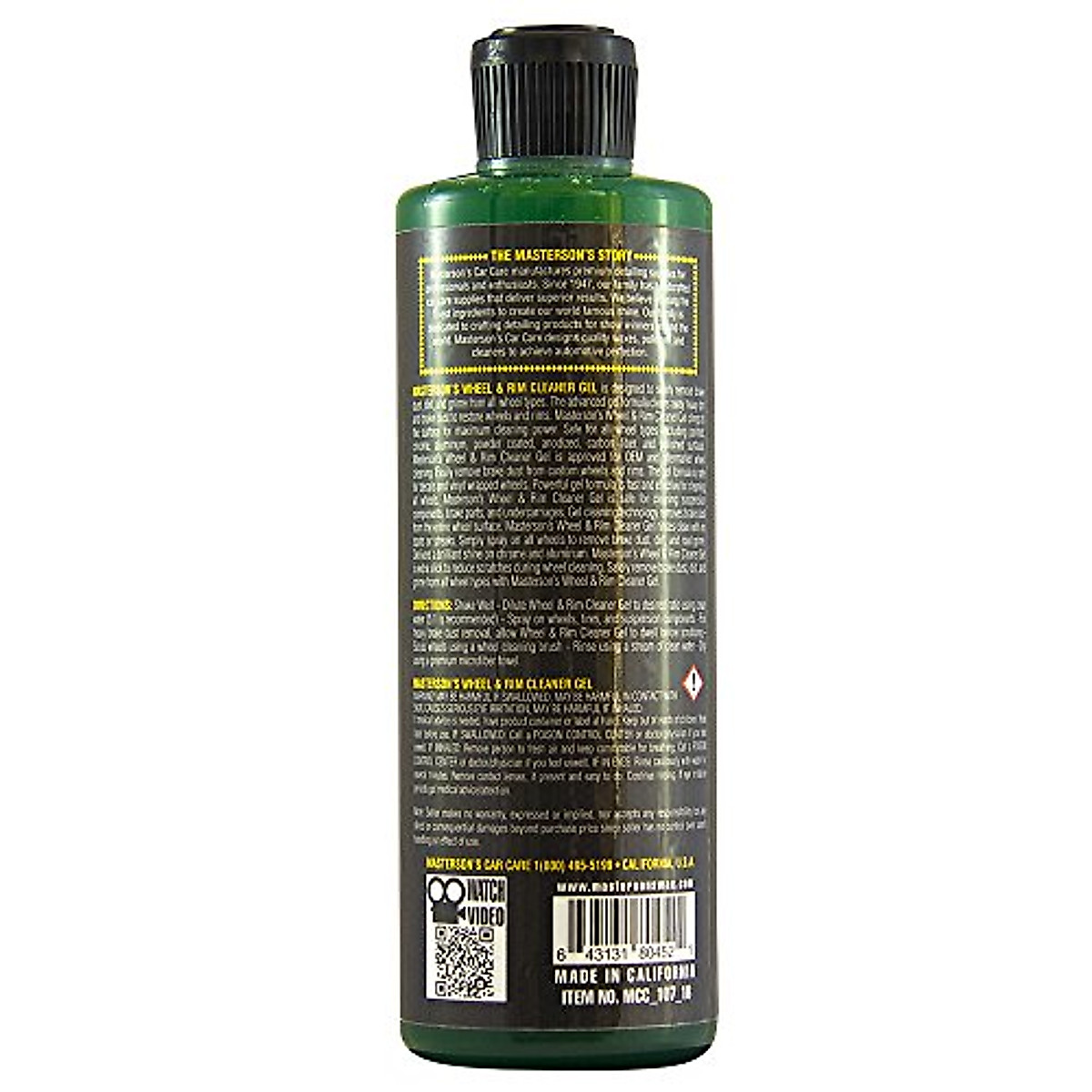 MASTERSON'S CAR CARE MCC_107_16 Wheel & Rim Cleaner Gel - Removes Heavy Brake Dust Instantly - Sprayable Gel Formula Clings Surfaces - Safe On Chrome and Clear Coat Finishes (16 oz)