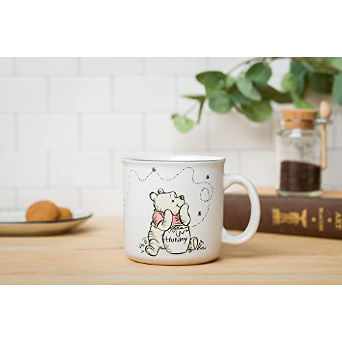 Silver Buffalo Disney Winnie the Pooh But First Hunny Piglet Ceramic Camper Mug, 20 Ounces