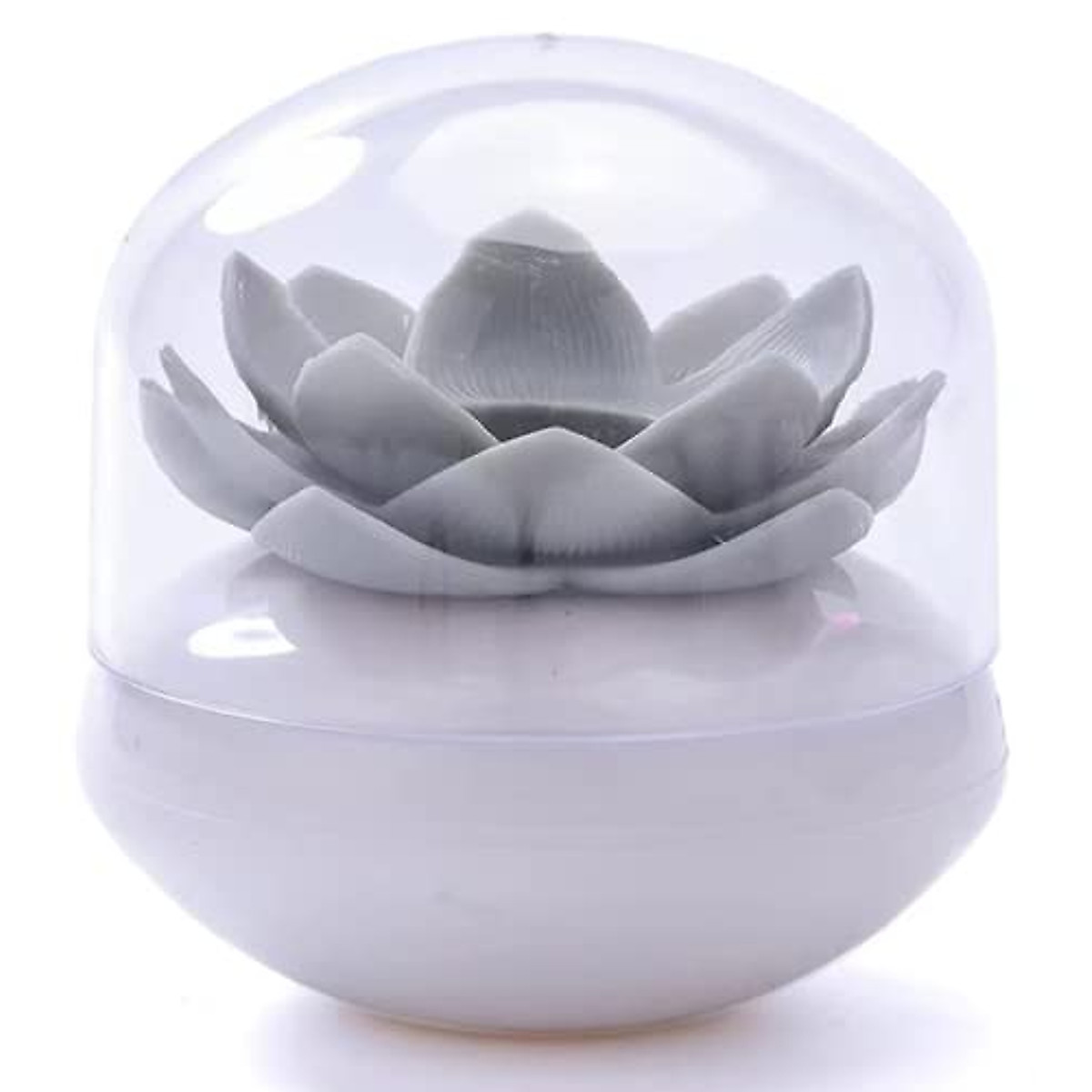 HAOSHOME Lotus Qtip Holder for Cotton Swabs (Gray), 3.58'' X 3.39'' X 3.7''