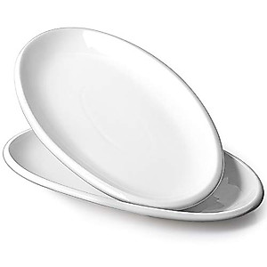 DOWAN 16" Serving Platters, White Serving Platters for Entertaining, Large Oval Porcelain Serving Tray Dinner Platters for Serving Food Appetizers Meat, Serving Dishes for Parties, Set of 2