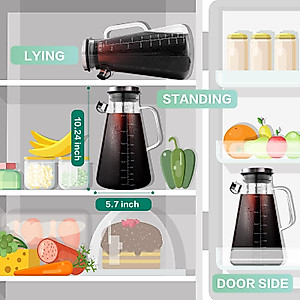 Perjoy Cold Brew Coffee Maker- 64oz/2qt Glass Iced Coffee Maker with Super Dense Stainless Steel Filter & Lid, Airtight Cold Brew Pitcher for Coffee,Ice Tea,Fruit Drinks,Lemonade