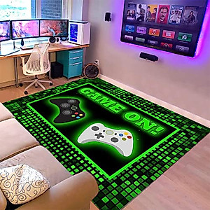 CANARO Large Game Area Rugs 3D Gamer Carpet Decor Game Printed Living Room Mat Bedroom Controller Player Boys Gifts Home Non-Slip Crystal Floor Polyester Mat Teen Boys Carpet 31x20inch