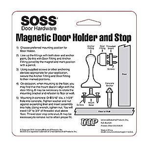 SOSS Zinc Magnetic Door Stop with Hidden Screw Mounts, White Exterior Finish, MDHBWH-HS, 7 x 1 inches