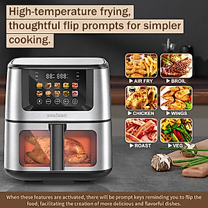 SEEDEEM Max XL Air Fryer, 8 Quart, 10-in-1 Hot Air Fryer Oven with Color LCD Display Touchscreen, Air Fryer Toaster Oven Combo with ClearCook Cooking Window,Broil, Roast, Dehydrate, Bake, Silver