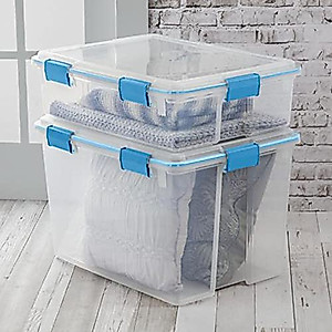 Sterilite 80 Quart Clear Plastic Stackable Storage Container Box Bin with Air Tight Gasket Seal Latching Lid Long Term Organizing Solution, 8 Pack