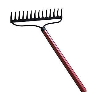 TABOR TOOLS J205A Level Head Rake with Strong Long 54 Inch Fiberglass Handle, 14-Tine Garden Rake.