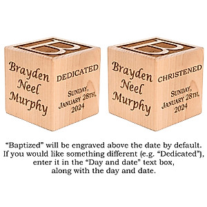 Personalized Baby Baptism/Dedication/Christening Wood Block, Choose From 3 Sizes, Baptism Gift For Boy, Girl, Baby Dedication Gifts, Unique Baptism Gifts (2.5")