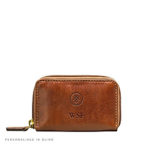 Maxwell Scott - Luxury Luxury Leather Key Holder Case with Zip - Made from Premium Full Grain Hides - The Vinci Chestnut Tan