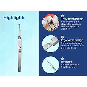 ARTMAN INSTRUMENTS Orthodontic Bracket Placer Tweezers – Self-Holding Bracket Holder Pliers, Stainless Steel, Precision Tool for Orthodontic Procedures, Durable and Autoclavable (Pack of 4)