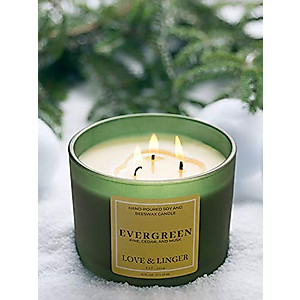 Evergreen Candle | Pine Candle | Luxury Soy & Beeswax Scented Candles for Home | 16 oz. Large Jar Candles | Christmas Candles | Winter Candle | Organic Gifts for Her