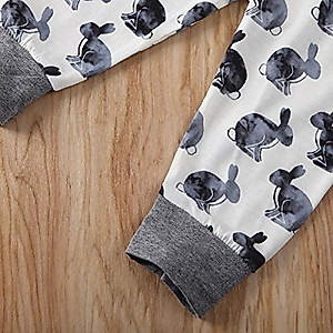 Newborn Baby Girls Boys Easter Outfits My 1st Easter Romper + Bunny Pants + Rabbit Ears Hat (Grey, 0-3 M)