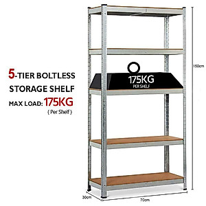 Garage Storage Shelves, 5-Tier Adjustable Metal Shelves for Storage, Shelving Unit Utility Rack Shelves for Warehouse Pantry Closet Kitchen, Organization Multipurpose Shelf 28"L x 12" D x 59" H, Black