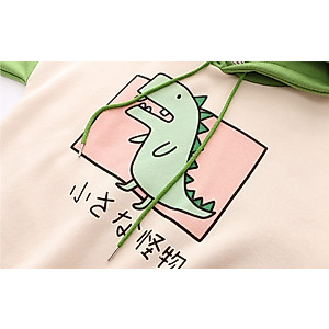 YUUOKPO Dinosaur Hoodie Kawaii Pullover Cute Hooded Sweatshirt For Teengirls Womens Green XX-Large