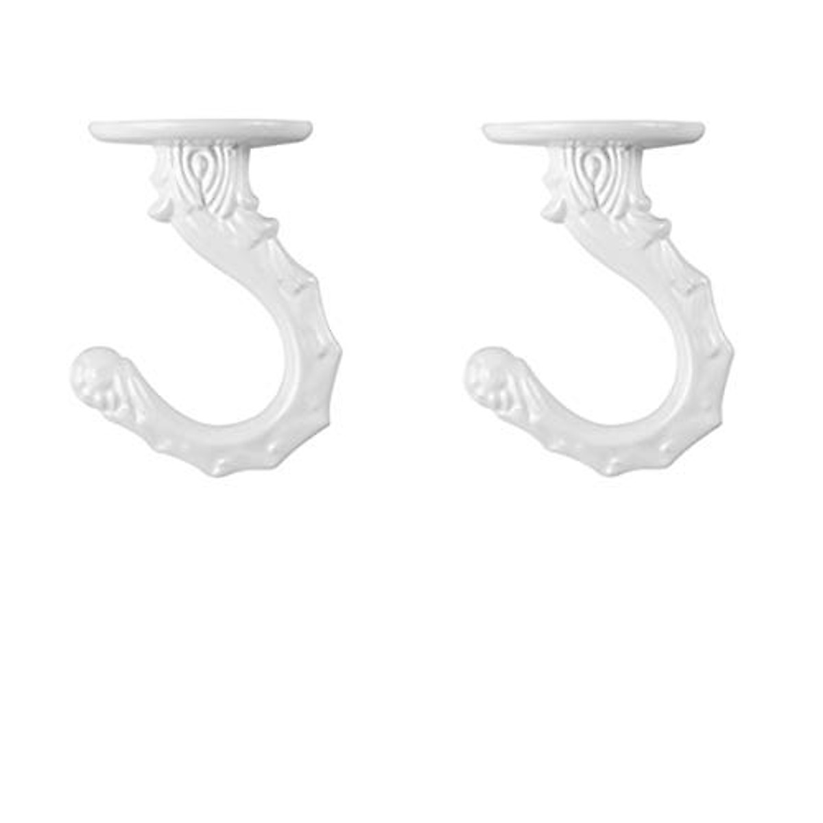 QMseller 2 Sets Metal Ceiling Hooks, Heavy Duty Swag Ceiling Hooks with Hardware for Hanging Plants/Chandeliers/Wind Chimes/Ornament (White Color)