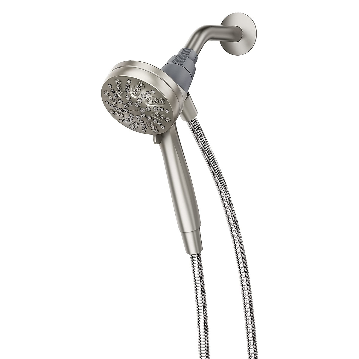 Moen 26100EPSRN Engage Magnetix 3.5-Inch Six-Function Handheld Showerhead with 186117SRN Magnetix Remote Dock, Spot Resist Brushed Nickel