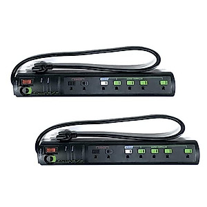 Bonus 2 Pack Sunbeam 7 Outlet 15A Wall Mount Power Strip with Adjustable Threshold, Surge Protector