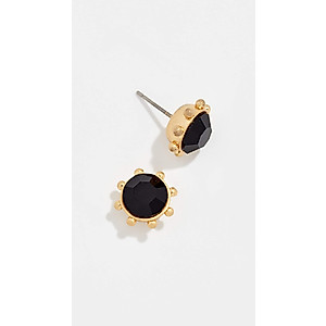 Kate Spade New York Women's Flying Colors Bezel Stud Earrings, Jet, Black, Gold, One Size