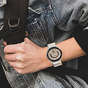 2 PACK Trail Loop Nylon Band for Samsung Galaxy Watch 6/5/4 40mm 44mm Band/6 Classic 43mm 47mm Band/5 Pro Band 45mm/4 Classic 42mm 46mm Band, Breathable Nylon Straps Women Men(Black/Milk White)