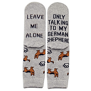 TSOTMO German Shepherd Dog Pet Lover Socks Leave Me Alone Only Talking To My German Shepherd Today Socks Gift for Dog Lover (Shepherd)