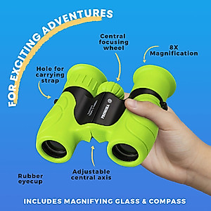 Binoculars for Kids, Set with Magnifying Glass & Compass - Easter Toys, Kids Binoculars for Boys and Girls - Perfect Easter Basket Stuffers for Toddler ! Easter Gifts for 3-12 Years Kids