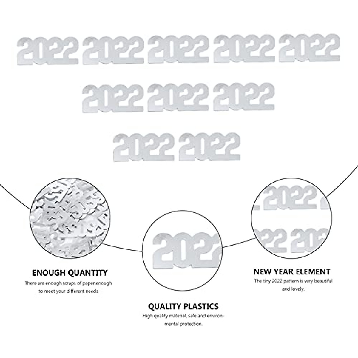 BESTOYARD 3 Packs 2022 Number Confetti Happy New Year 2022 Paper Scatter Confetti Scene Layout Prop Table Centerpiece Decor for Home Bar Party Supplies Silver