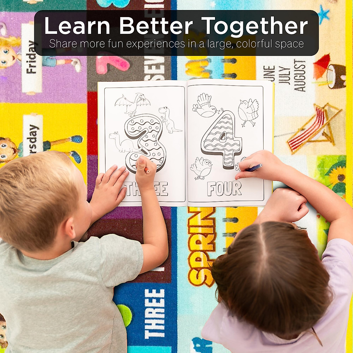 MOMOTOYS Alphabet Rug, 78" x 60" Educational & Imaginative Play Mat for Toddlers 2-4 Years, Soft Non-Slip Nursery Rugs & Playroom Floor Mat, Perfect for Classroom Decor