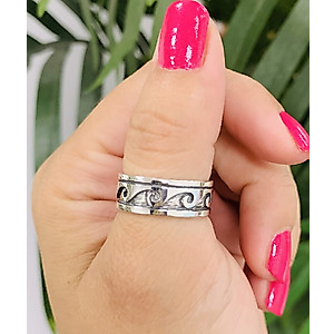 CloseoutWarehouse 925 Sterling Silver Waves of Eternity Bali Tribal Ring Size 9