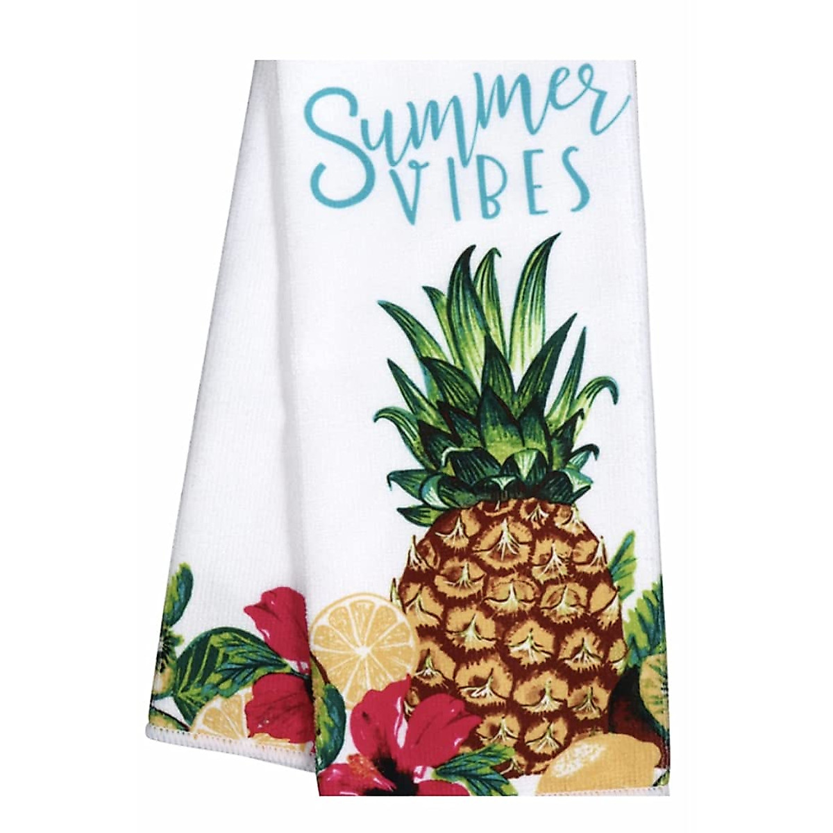 Greenbrier Home Collection Tropical Pineapple Vibes Party Polyester Kitchen Towels, 15x25 in, Set of 2, (219279-Flg-2)