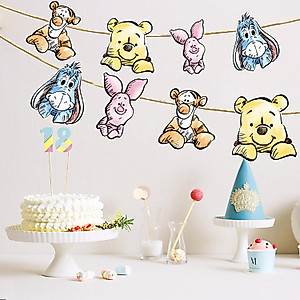 Winnie Banner For Baby Shower Decorations Birthday Banner Party Decoration Party Supplies(8PCS)