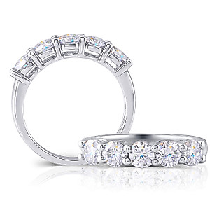 DovEggs Moissanite Wedding Band for Women,Half Eternity Wedding Rings, 1.25 CTW GHI Color Lab Grown Diamond 14K Gold QUALITY Sterling Silver Half Eternity Stackable Engagement Ring Anniversary (8)