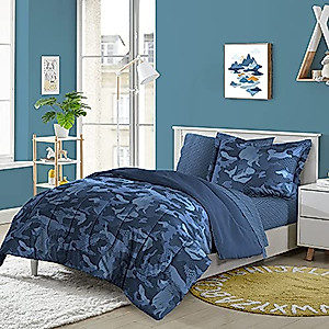 dream FACTORY Geo Camo Army Comforter Set, Full, Blue