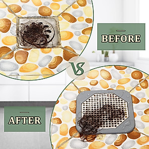 Shower Drain Hair Catcher 5.7-inch Square Drain Cover Protector Hair Stopper Trap Flat Strainer,Easy to Install,Suit for Bathroom Floor Drain,Stainless Steel and Silicone